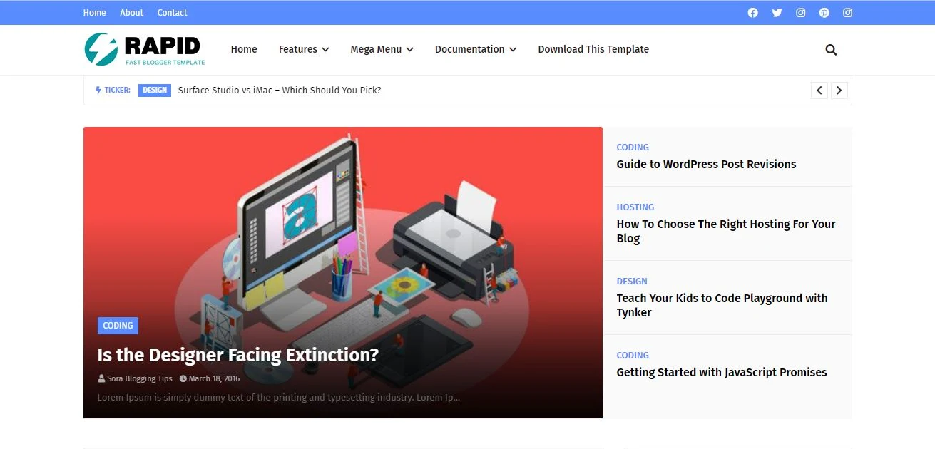 Rapid Responsive Blogger Template