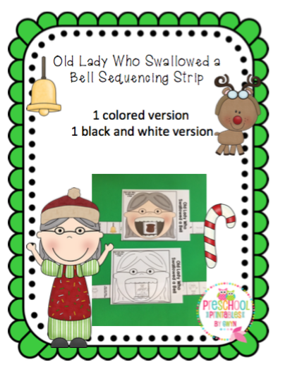 Old Lady Who Swallowed a Bell Sequencing Strip ~ Preschool Printables