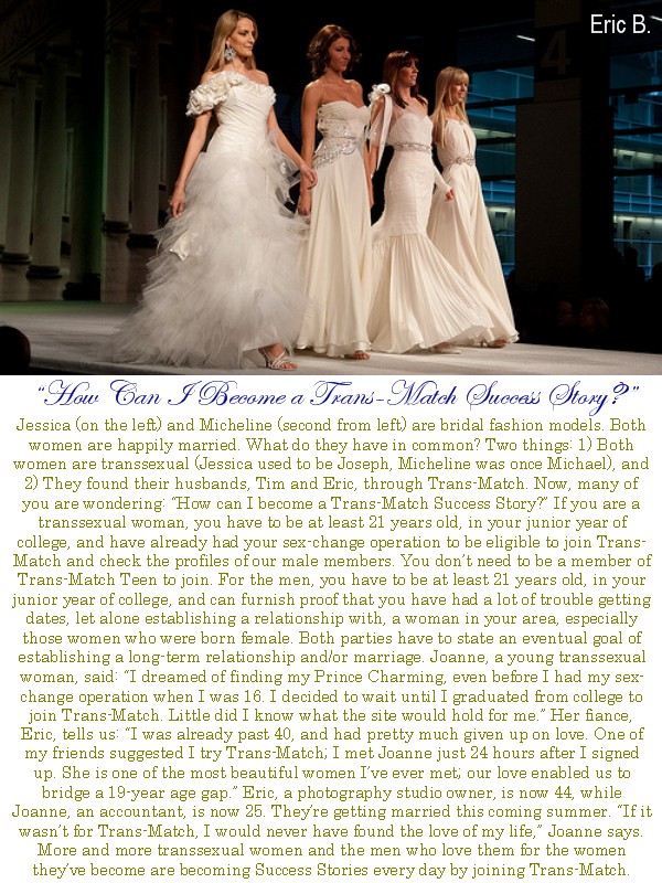 Eric's Transgender Captions: Becoming a TG Match Success Story