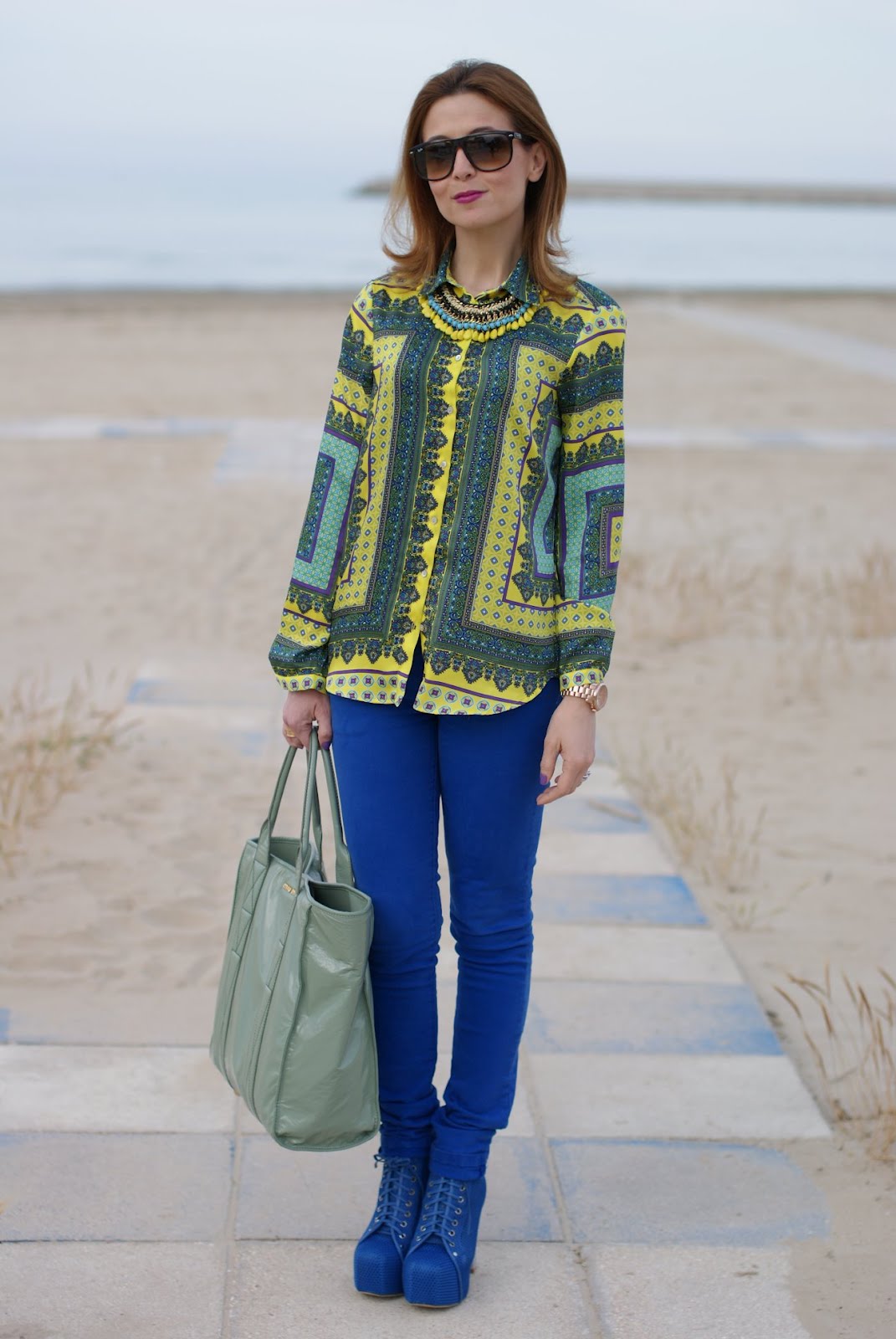 Scarf print shirt and Sheinside sweater | Fashion and Cookies - fashion ...