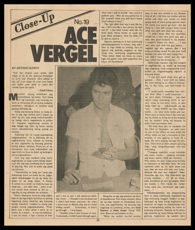 PELIKULA, ATBP.: ACE VERGEL (Artista Magazine, July 2, 1981)