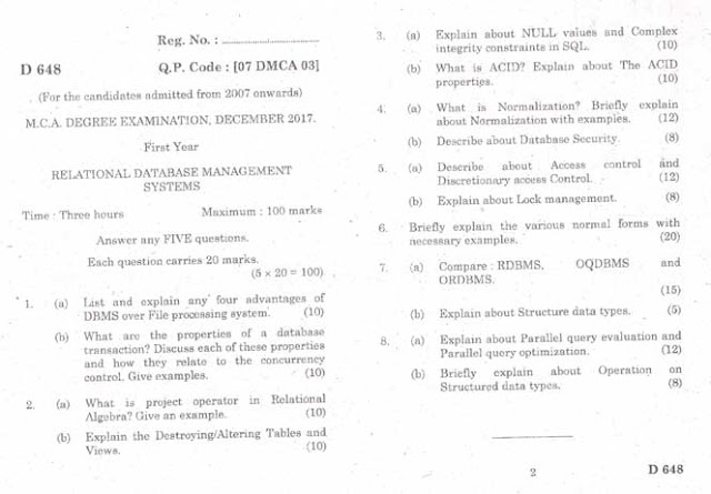 Bharathiar University M.C.A. RELATIONAL DATABASE MANAGEMENT SYSTEMS ...