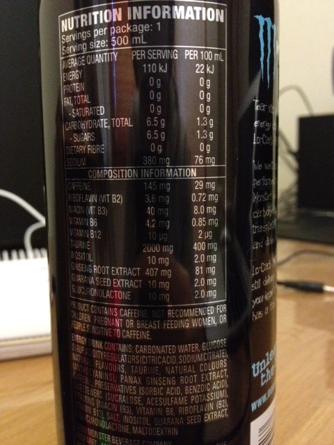 Unit 14: Producing a Print Based Media Product: Energy Drink Ingredients