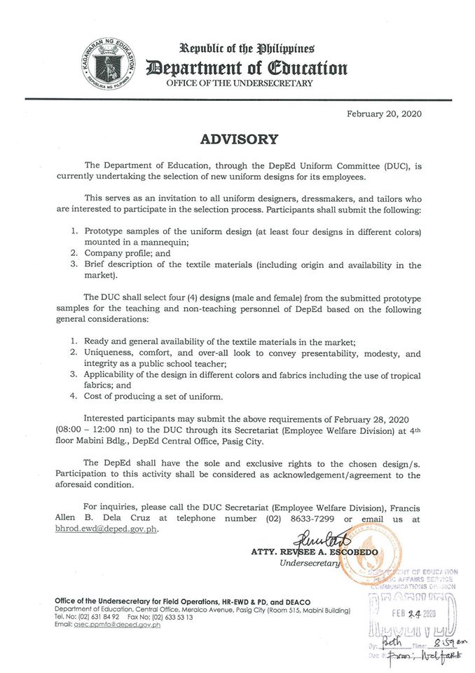 DepEd National Uniform Designs for SY 2020-2021 - Deped Tambayan