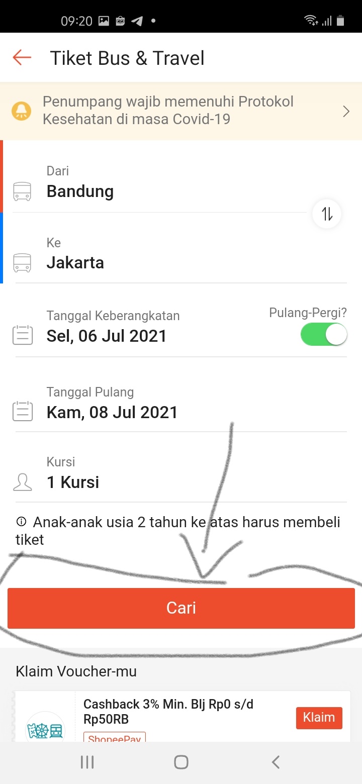 Cara Beli tiket Bus dan Travel di Aplikasi Shopee - Tutorial di Shopee