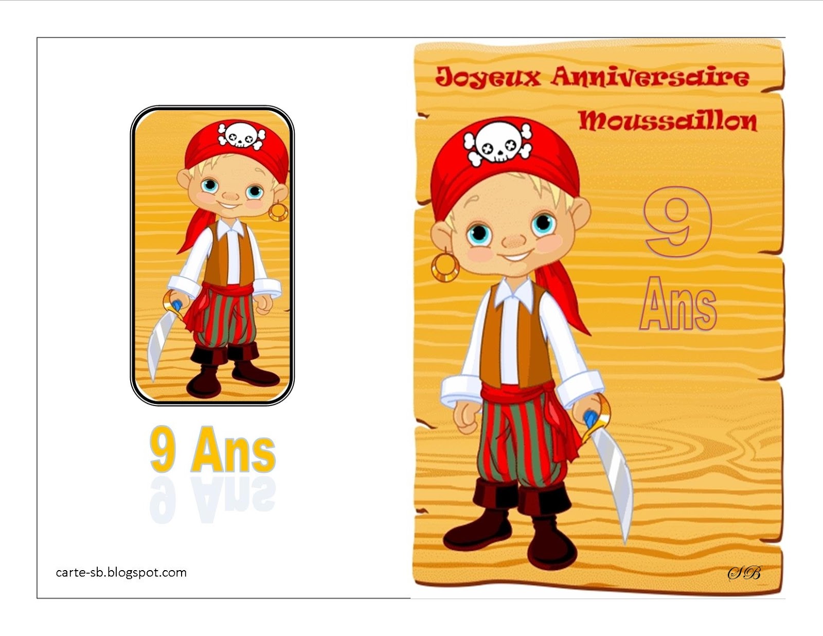 Carte gratuite à imprimer: Carte anniversaire 9 ans à imprimer