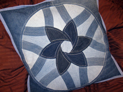 Piece and Press: Denim patchwork pillow