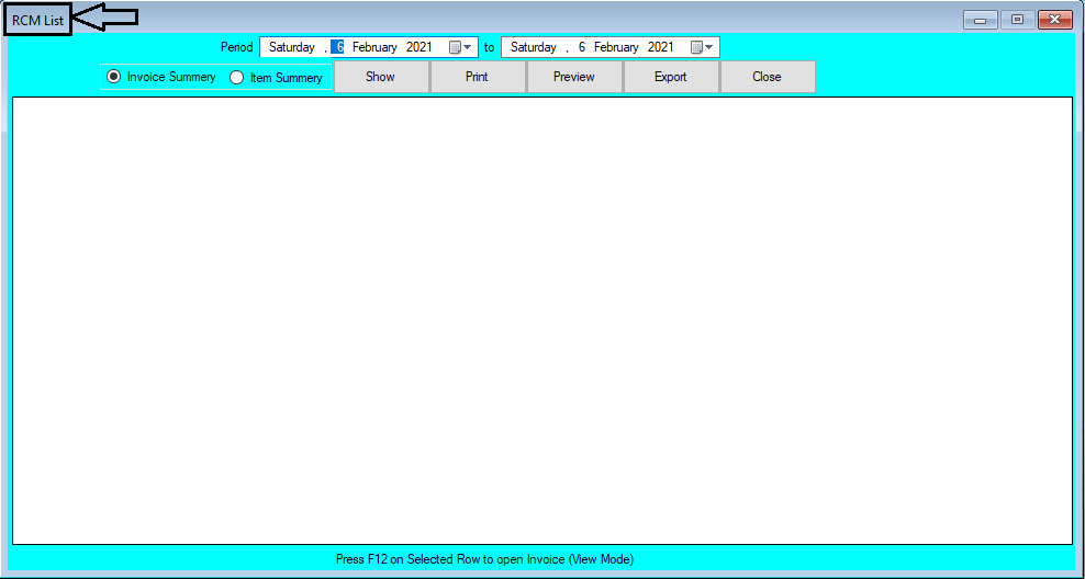 RCM Invoice List Help Guide