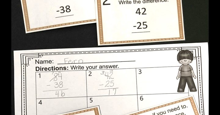 2nd Grade Go Math 5.6 Practice 2-Digit Subtraction Task Cards - Fern ...