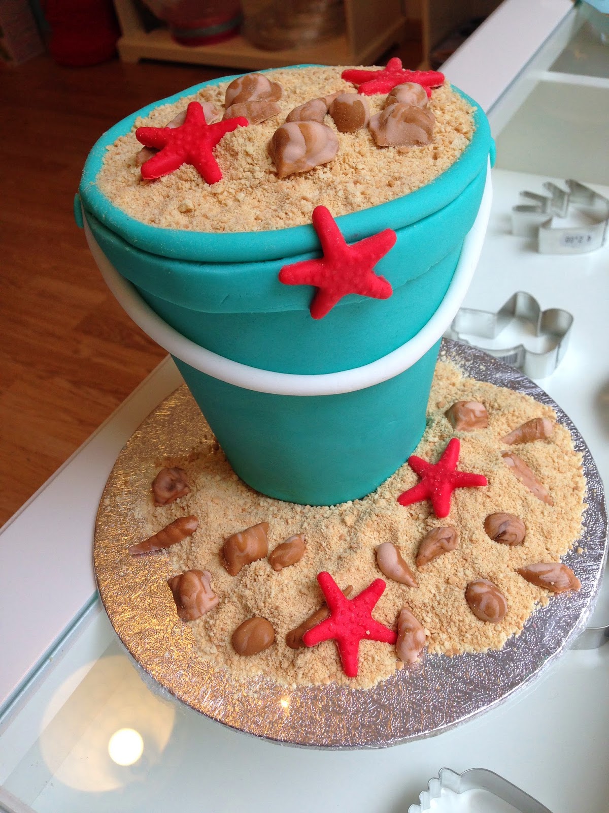 Sucre de Maduixa: Summer time: Pastel de Isla desierta y cubo de playa ...