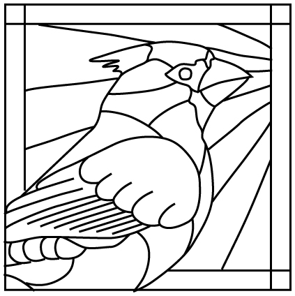 Stained Glass Red Cardinal Pattern ~ painting on glass