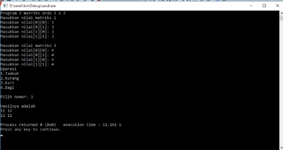 Sandifrianto: Penggunaan matrik ordo 2x2 dangan menggunakan aplikasi ...