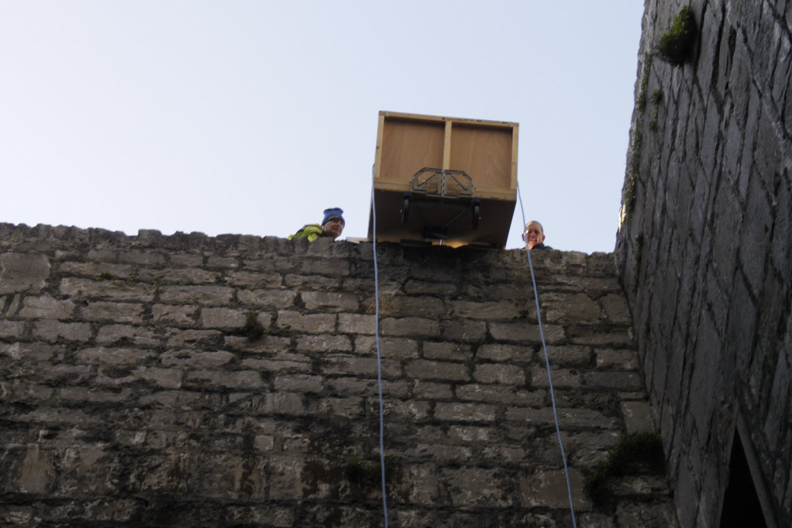 Castle Rushen Clock Conservation News: The clock is lowered from the ...