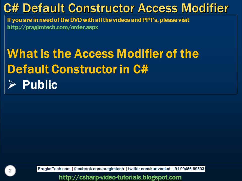 Sql Server Net And C Video Tutorial C Default Constructor Access Modifier Slides