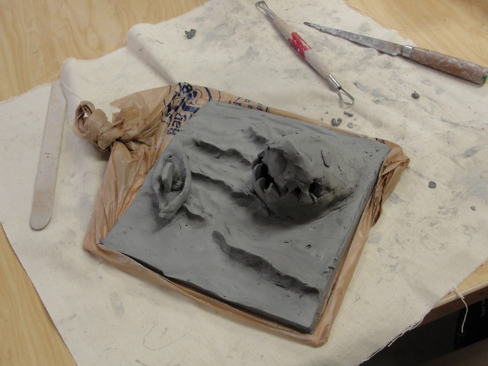 Art of Apex High School: Clay Tile Reliefs in Hand Building Stage