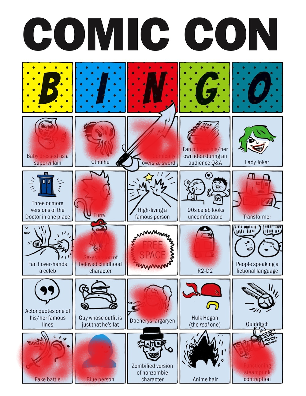 San Diego Comic Con Bingo 2017 Results | Con Chronicles - All things ...