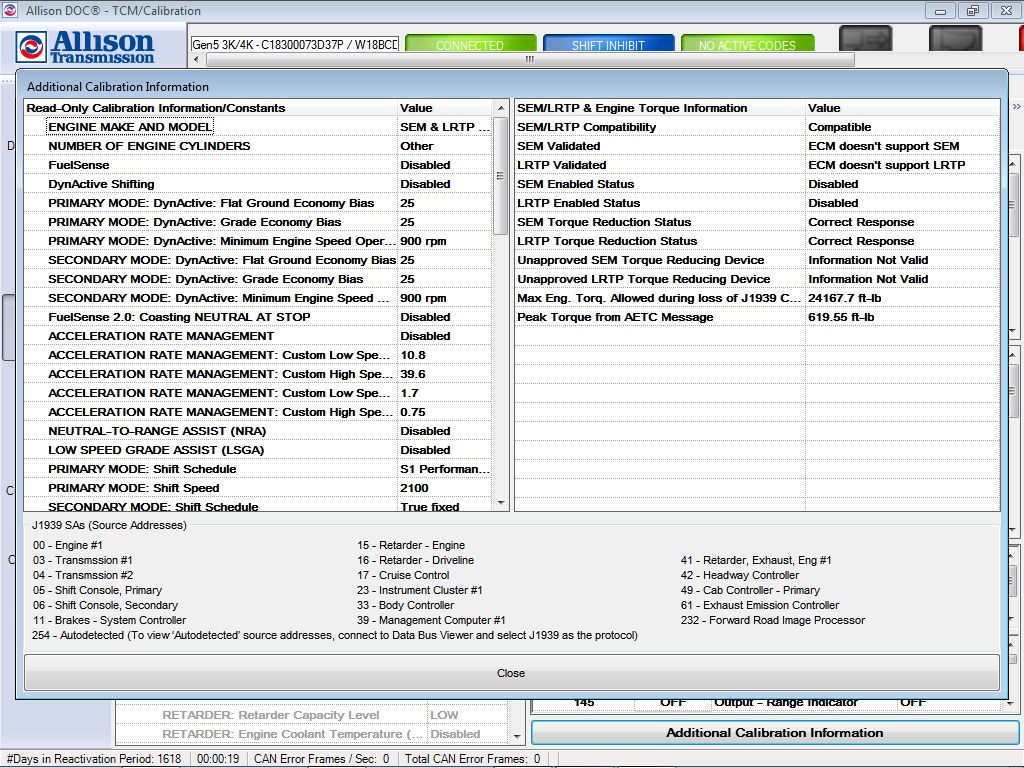 Calibration Information on ALLISON DOC Software (ALLISON Transmission ...