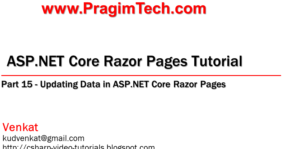 Sql Server Net And C Video Tutorial Updating Data In Core Razor Pages Slides