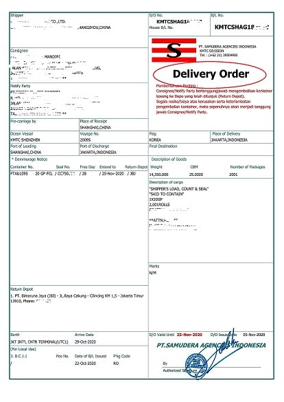 Contoh Dokumen Delivery Order (DO) Laut-Udara Dan Contoh Dokumen ...