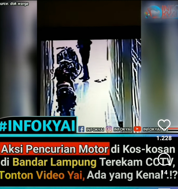 Aksi Pencurian Motor di Kos-kosan di Bandar Lampung Terekam CCTV, Tonton Video Yai, Ada yang ...