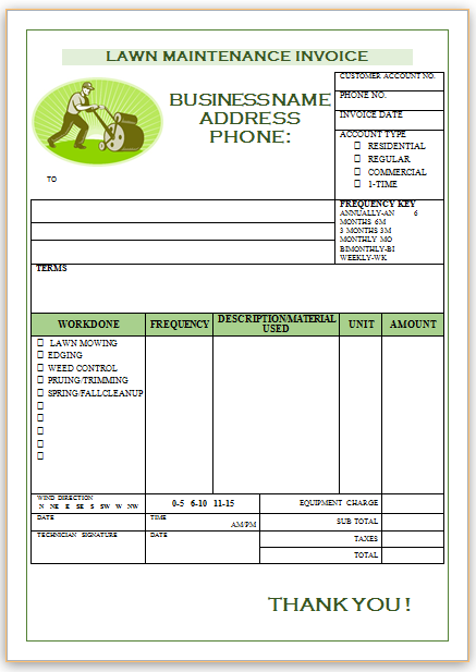 Lawn Mowing Invoice Template Free - Invoice Template