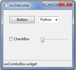 wxpython widgets wx.StatusBar | Tutorial101