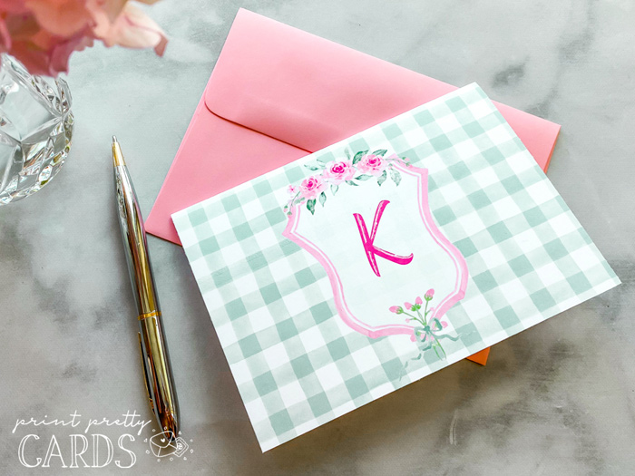 Printable Cards with Monogram Letters | Print Pretty Cards