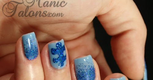 Manic Talons Nail Design: Blue on Blue for Autism Awareness