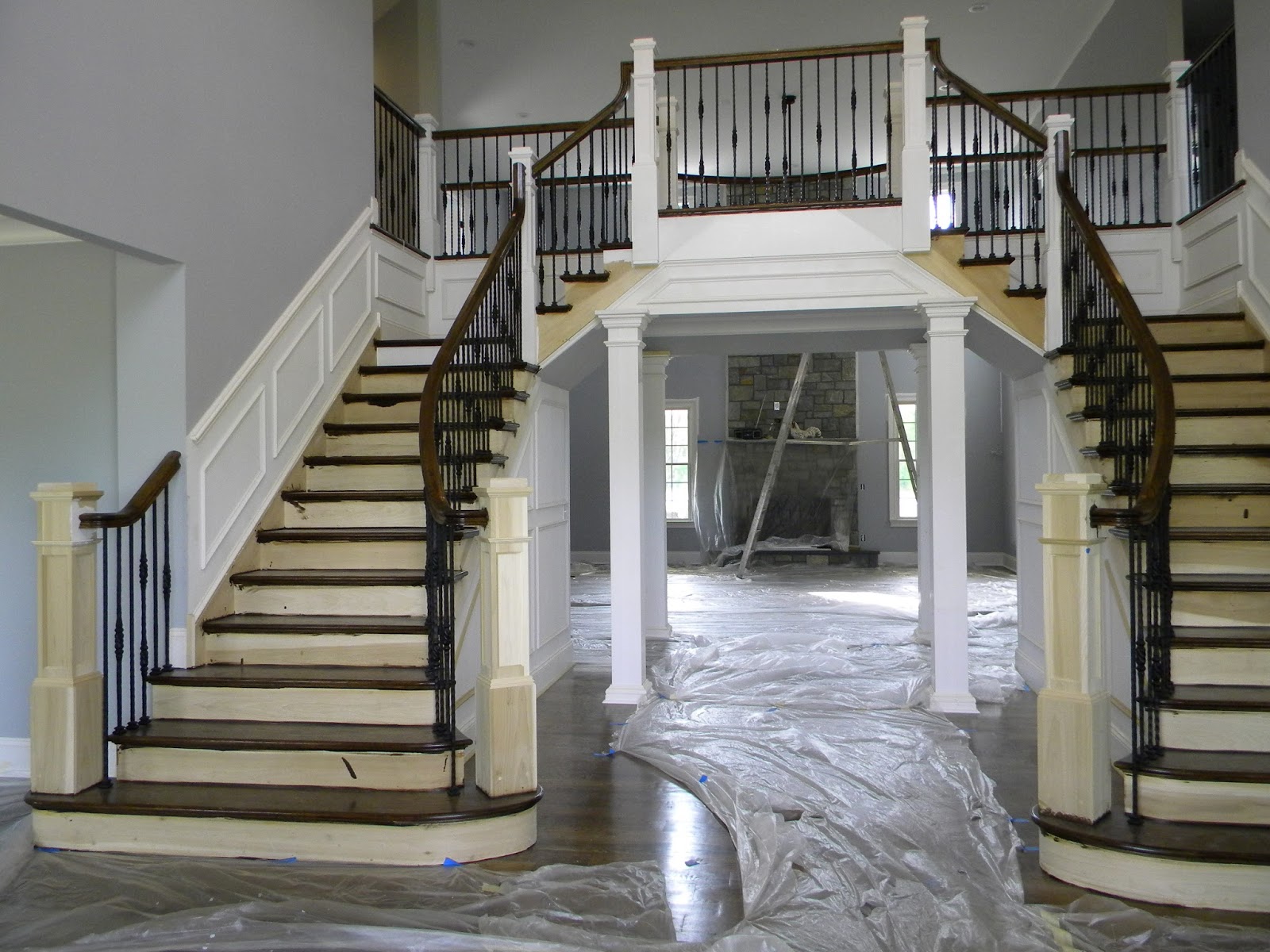 Wood Stairs and Rails and Iron Balusters: Custom Flared Stairs and Iron ...
