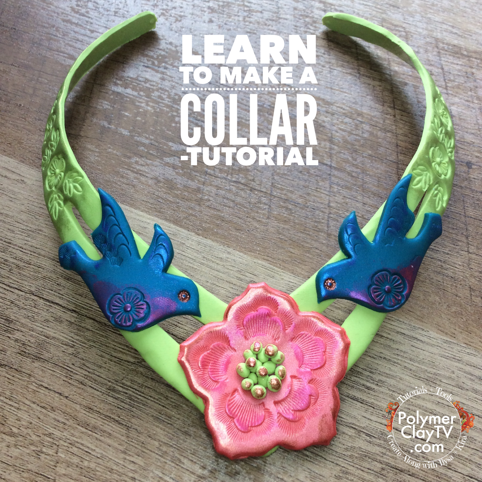How to make a collar necklace with polymer clay and a metal quick coll ...