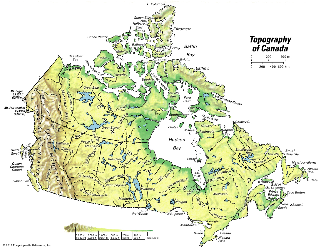 Geography Blog: Topography of Canada (Map)