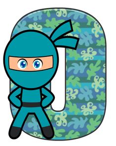 Abecedario con Ninjas en Verde, con Números. - Oh my Alfabetos!