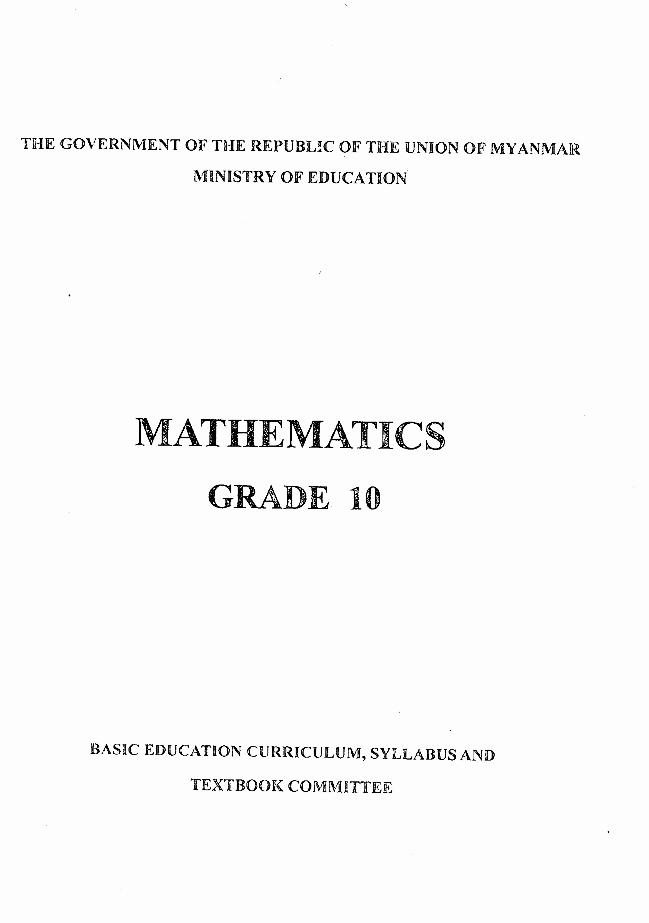 Grade 10 Mathematics Myanmar New Curriculum Textbook grade-10-mathematics-myanmar-new-curriculum-textbook
