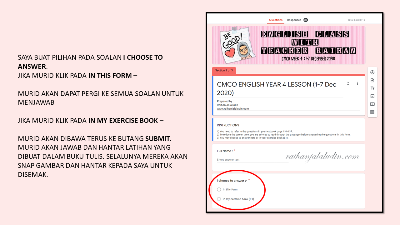Cara Buat Pilihan Dalam Google Form : Murid Boleh Pilih Menjawab Dalam ...