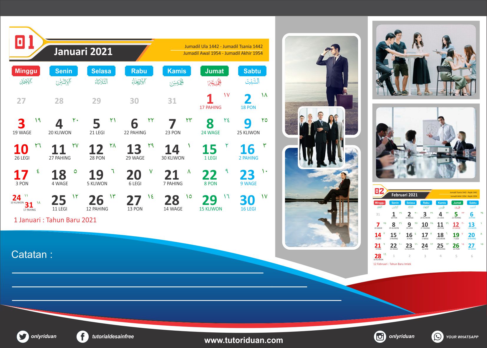 3 Desain Kalender Duduk 2021 dengan CorelDraw (Free CDR) - TUTORiduan.com