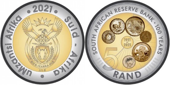 World Coin News: South Africa 5 rand 2021 - Centenary of the Reserve Bank