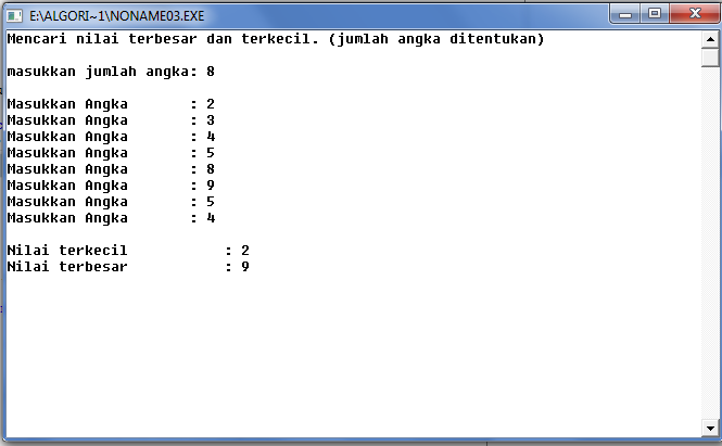 Bahasa Program Untuk Menampilkan Nilai Maksimal Dan Minimal Sejumlah ...