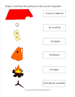 Spanish for Little Learners: Camping Worksheet for Spanish