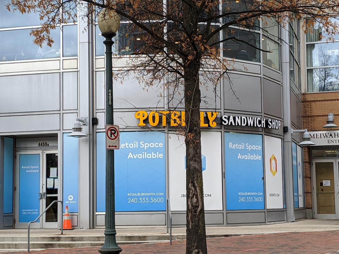 Robert Dyer @ Bethesda Row: Sign installed at Potbelly in Friendship ...