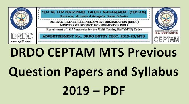 DRDO CEPTAM MTS Previous Question Papers and Syllabus 2019 – Hindi DRDO CEPTAM MTS Previous Question Papers and Syllabus 2019 – Hindi