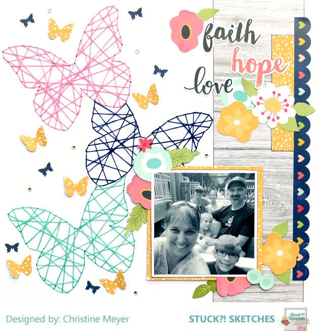 Scrapping with Christine: String Art - Family Scrapbook Layout (Stuck ...