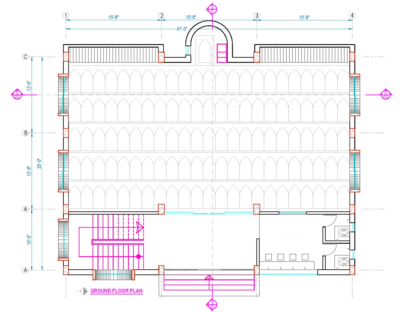 Architectural drawings of Mosque (মসজিদ) - DraftEasy
