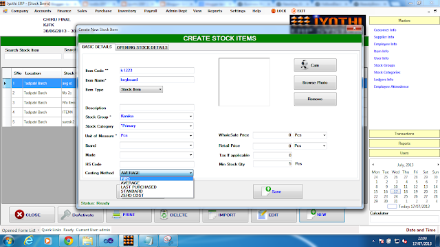 Jyothi ERP System in VB.NET Source Code: ERP Client and Server Screen Shots