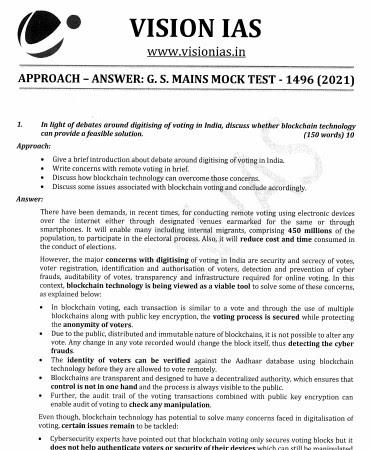 VISION IAS Mains 2021 Test 10 With Solution PDF - VISION