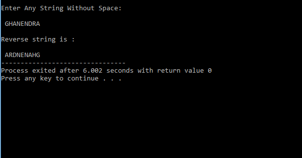 C Program For Reverse A String Using Library Function