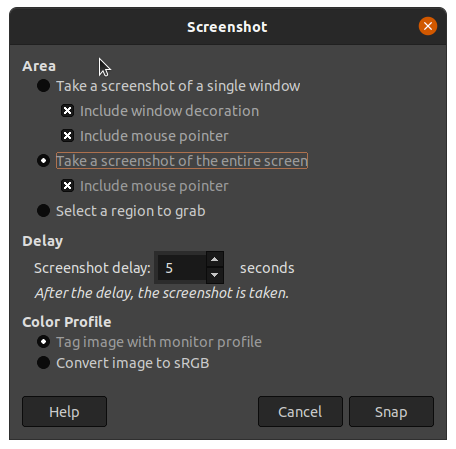 Linux World: Create screenshot using gimp