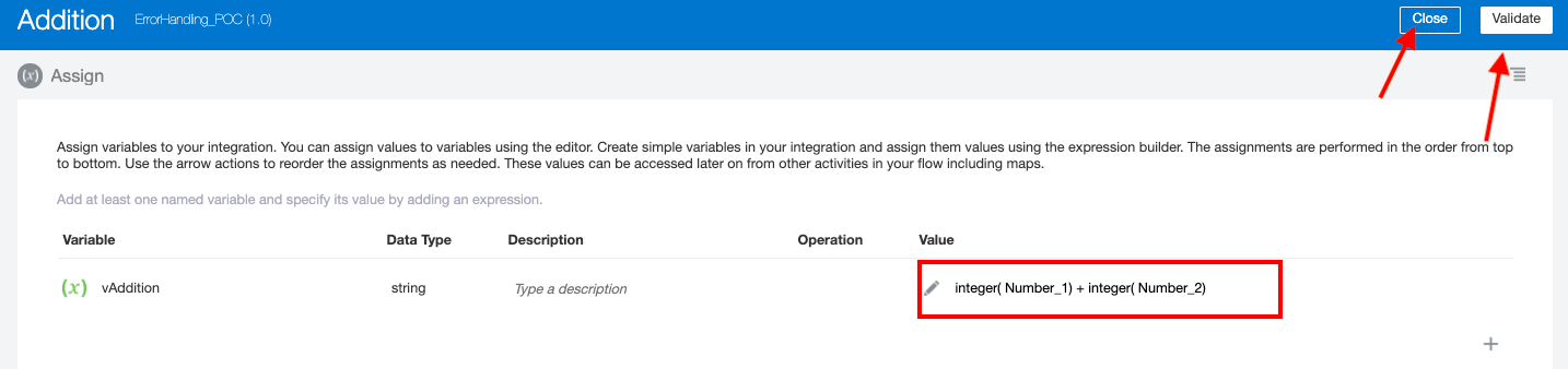 Click Validate and close.