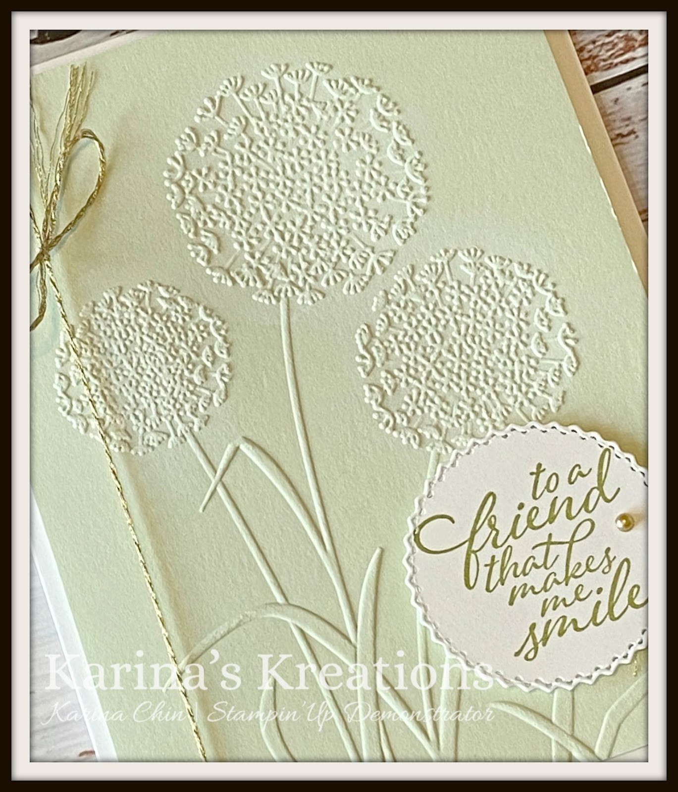 Elegant card made with the Dandelion 3D Embossing Folder! - Karina Chin ...