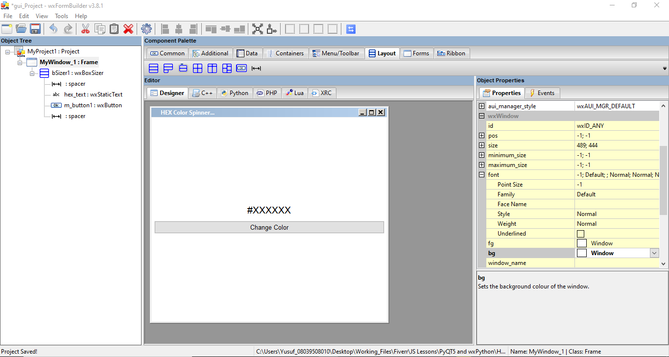 Geospatial Solutions Expert: PyQT5 and wxPython - Hex Color Spinner