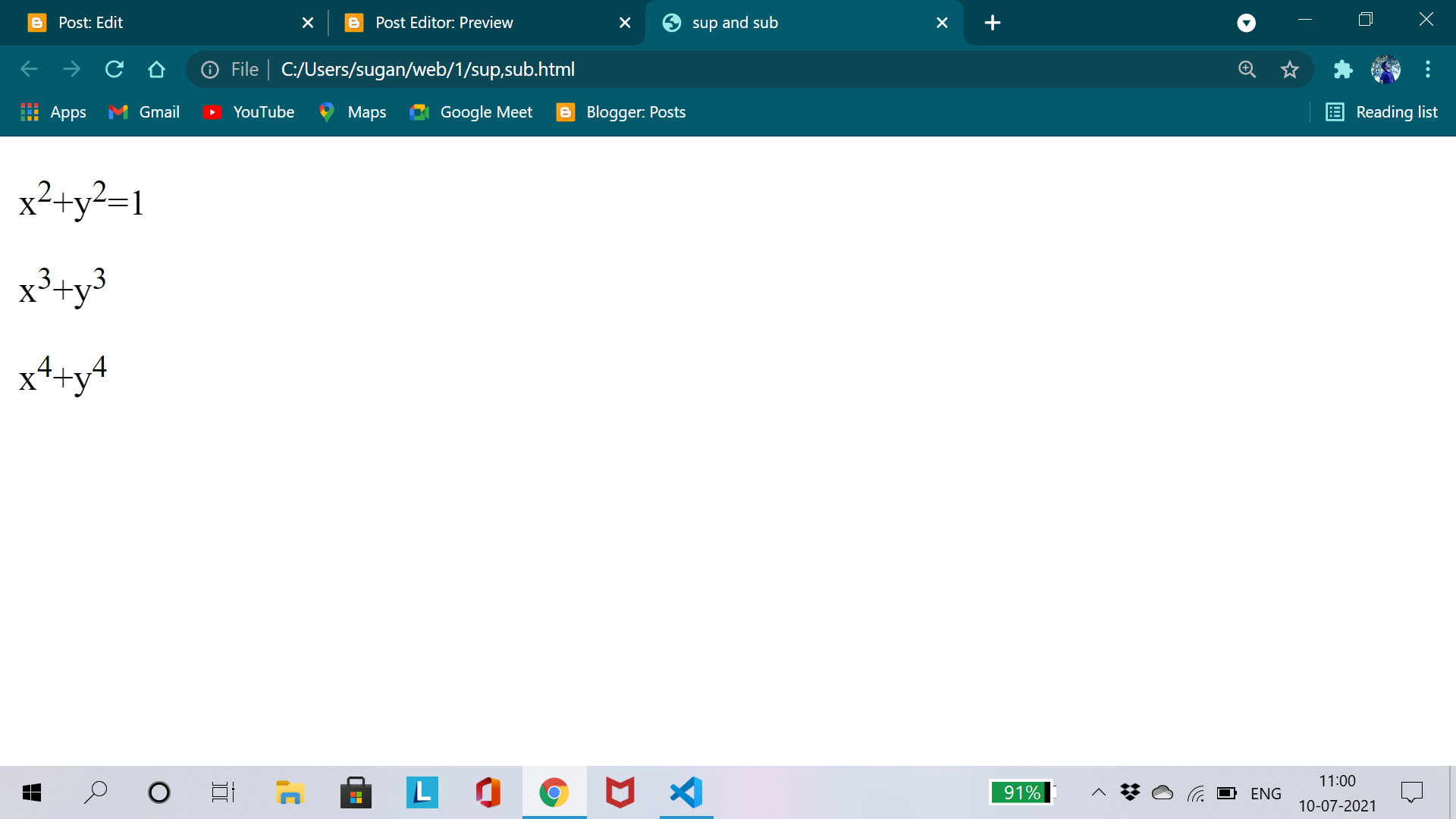 Superscript And Subscript Tag In Html